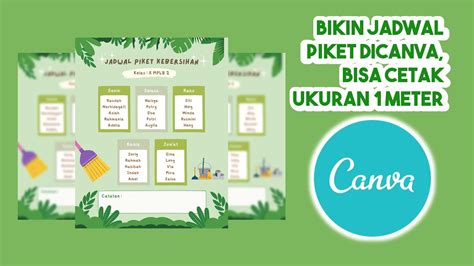 CARA MENDESAIN JADWAL PIKET KEBERSIHAN DI CANVA DAN CETAK UKURAN 1