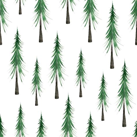 Premium Photo Coniferous Forest Watercolor Seamless Pattern