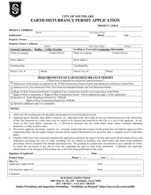 Fillable Online Earth Disturbance Permit Application 2015 Fax Email