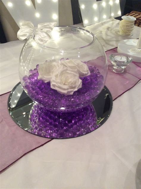 Fish Bowl Wedding Centrepiece For Purple Themed Weddings Cadburys