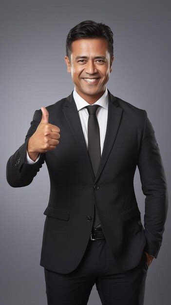 Un Hombre De Traje Dando Un Pulgar Hacia Arriba Foto Premium