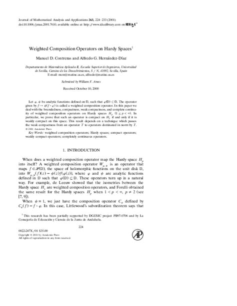 pdf weighted composition operators on hardy spaces manuel contreras