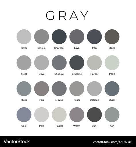 160 Shades Of Gray With Names Hex RGB CMYK Codes 48 OFF