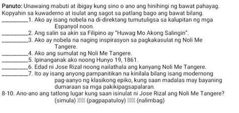 Solved Panuto Unawaing Mabuti At Ibigay Kung Sino O Ano Ang Hinihingi