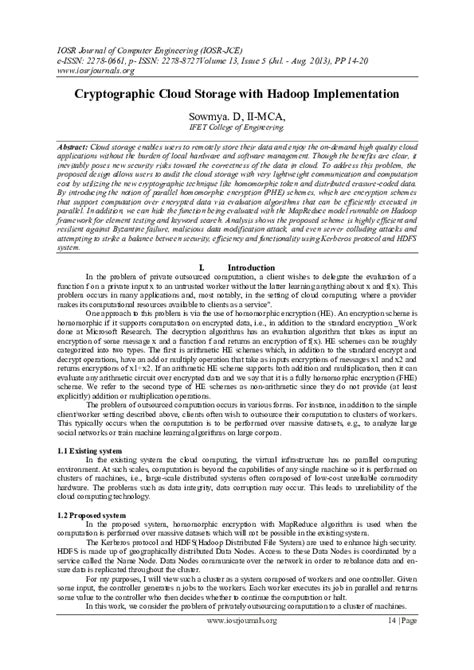 pdf cryptographic cloud storage with hadoop implementation iosr journals