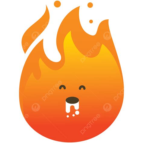 Cute Fire Emoji Vomit Expression Vector Fire Emoticon Vomit Png And