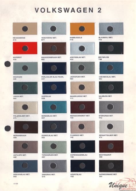 Volkswagen Paint Chart Color Reference