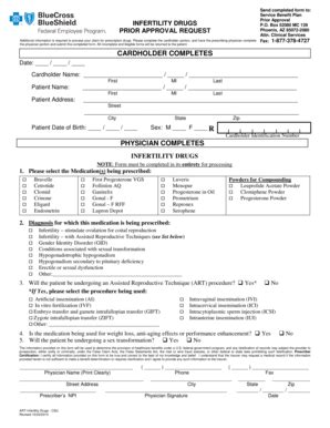 Fillable Online Send Completed Form To INFERTILITY DRUGS PRIOR