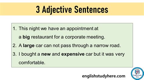 Examples Of Adjective Sentences In English English Study Here
