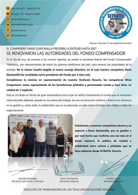 SE RENOVARON LAS AUTORIDADES DEL FONDO COMPENSADOR EL COMPAÑERO DARIO