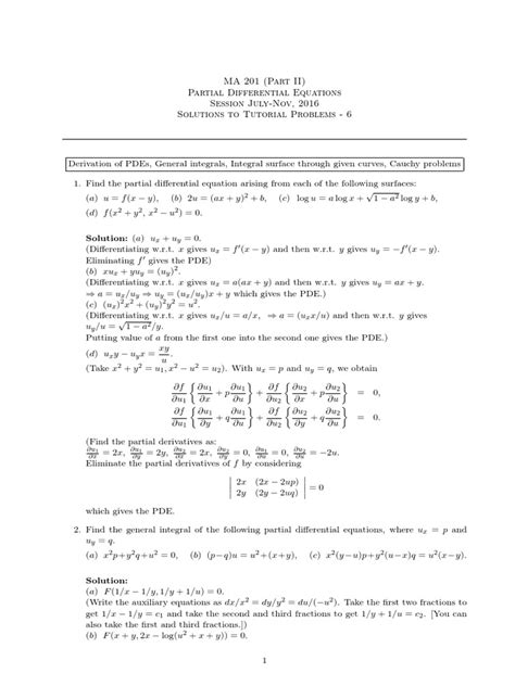 solving partial differential equations characteristics integral surfaces and cauchy problems