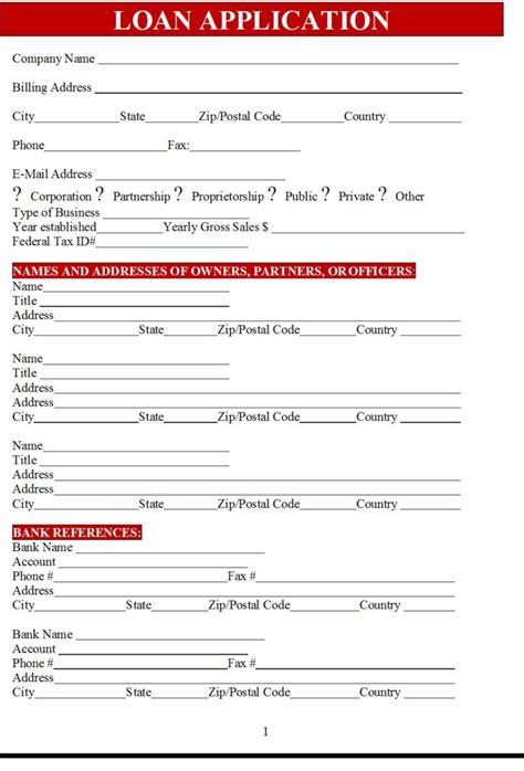 Loan Application Form Templates Free Report Templates