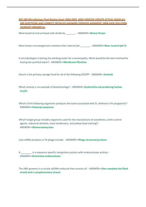 Bio Microbiology Final Review Exam New Version Update Actual Exam