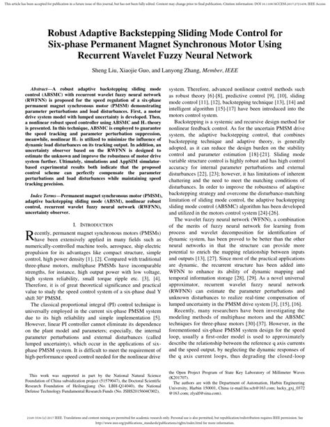 pdf robust adaptive backstepping sliding mode control for six phase permanent magnet