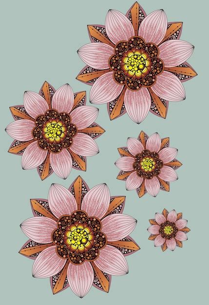 Premium Vector A Set Of Pink And Yellow Flowers With The Word