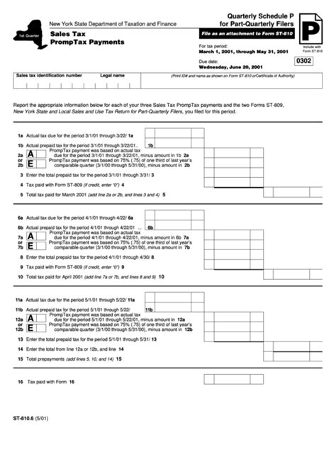 Form St Sales Tax Promptax Payments State Of New York