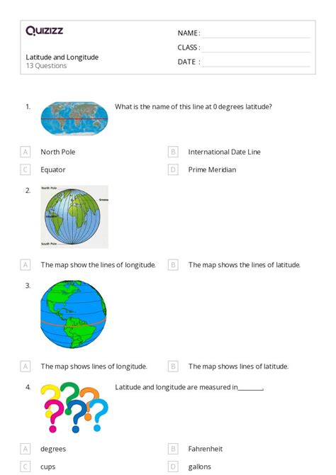 50 Latitude And Longitude Worksheets For 6th Grade On Quizizz