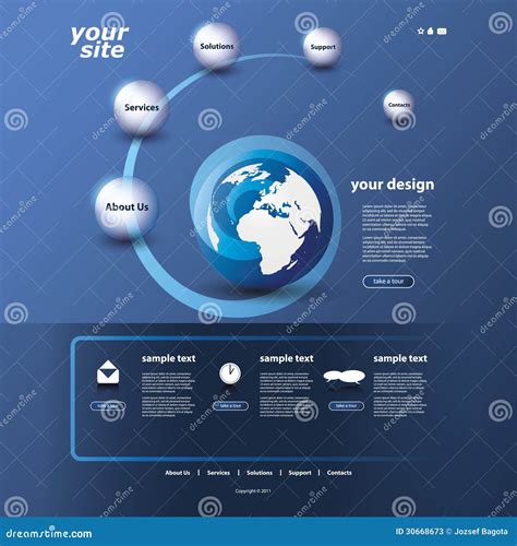 Plantilla del sitio web ilustración del vector Ilustración de azul