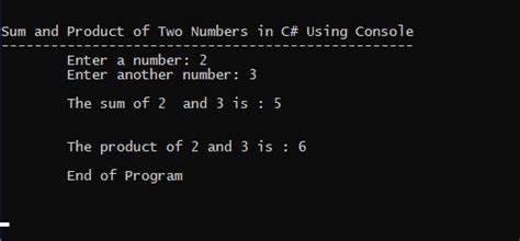 free programming source codes and computer programming tutorials sum and product of two numbers