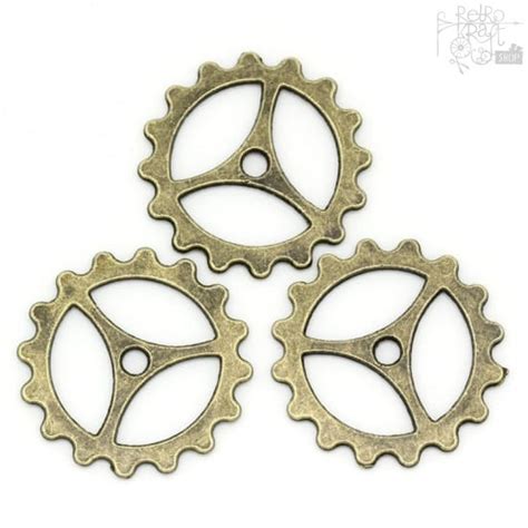 Trybik metalowy zębatka 24mm wzór nr 3 brąz RetroKraftShop pl