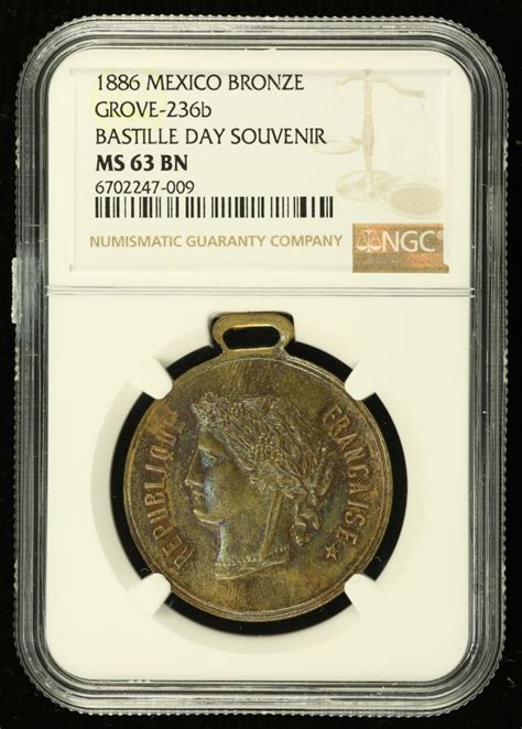 Medals Tokens Bastille Day Souvenir Bronze Medal Grove B Ngc