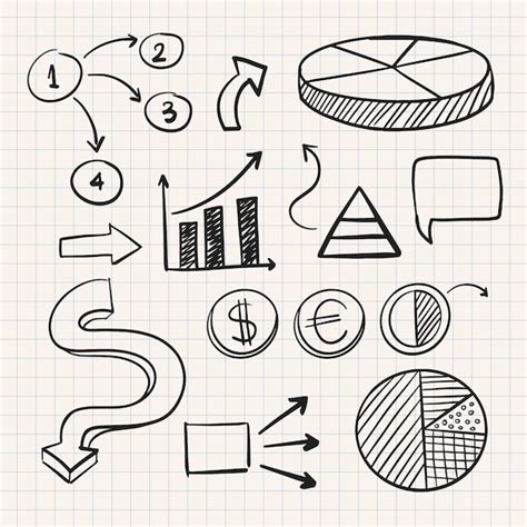 Premium Vector Hand Drawn Doodle Charts And Bars Collection Illustration