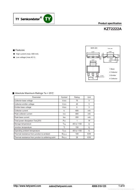 Kzt A Datasheet Pdf Ty Semiconductor