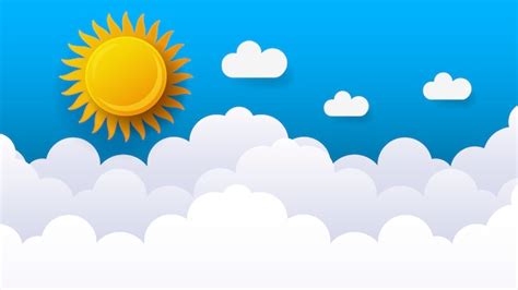 Ilustración del cielo con nubes y sol Vector Premium