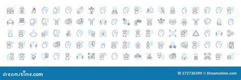 Human Mentality Vector Line Icons Set Mindset Attitude Perception