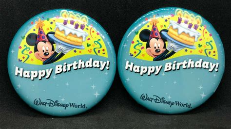 Walt Disney World Disney Parks 2 Happy Birthday Buttons Mickey Mouse 3