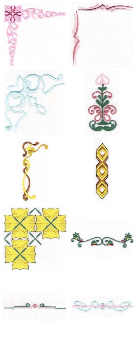Machine Embroidery Designs Linen Borders 2 Set