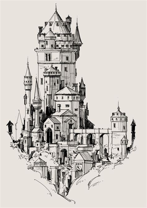 ArtStation Daily Sketch Castle Towers George Brad Architecture