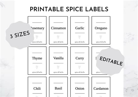 Printable Spice Labels Spices Jar Label Templates Editable Storage