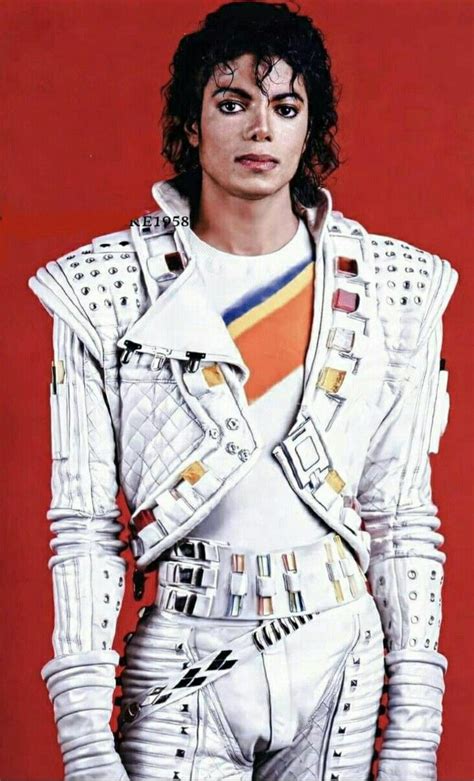 Michael Jackson In His White Suit And Red Background