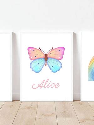 Kit Quadros Infantil Menina Arco Íris e Nome Floral A4 Elo7