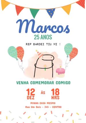 Convite aniversário flork Edite grátis nosso editor online