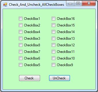 VB Net Check Uncheck All CheckBoxes C JAVA PHP Programming