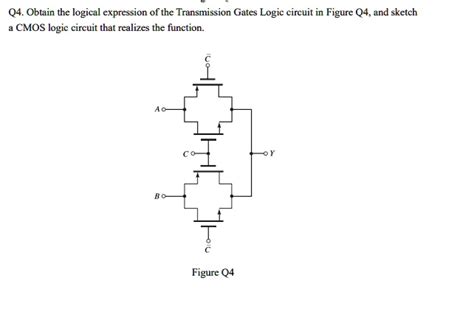 solved q4 obtain the logical expression of the transmission gates logic circuit in figure q4