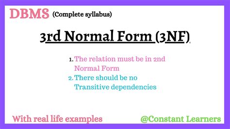 Third Normal Form Nf Transform A Table To Nf Nf