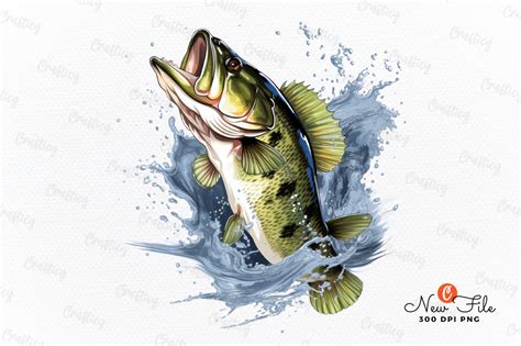 Jumping Bass Fishing Sublimation Graphic By Crafticy Creative Fabrica