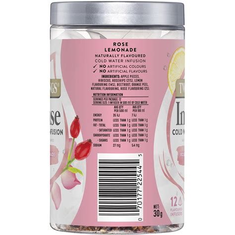 Twinings In Fuse Rose Lemonade Cold Water Infusions 12 Pack Woolworths