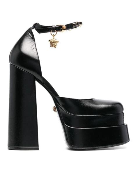 Versace Leather Aevitas 160mm Platform Medusa Charm Pumps In Black Lyst