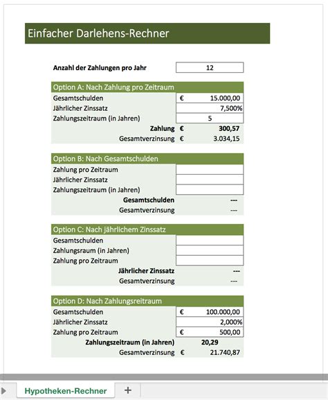 Zins Rechner Excel Vorlagen für jeden Zweck