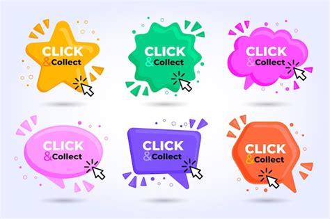 Premium Vector Click And Collect Button Collection