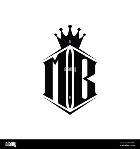 MB Letter Logo Monogram Hexagon Shield Shape Crown With Sharp Style