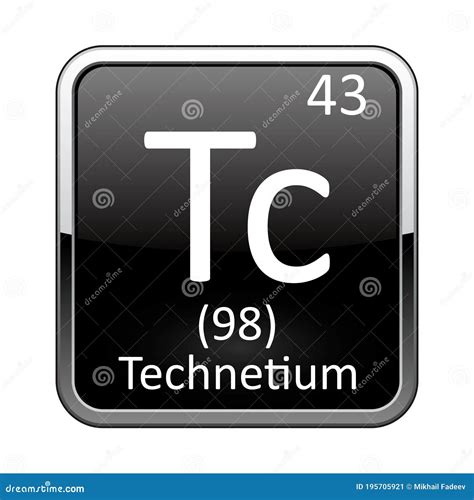 Technetium Symbol Chemical Element Of The Periodic Table Vector Stock