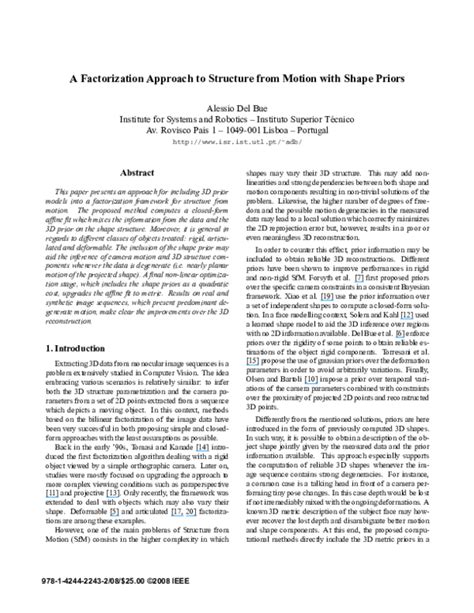 pdf a factorization approach to structure from motion with shape priors alessio del bue