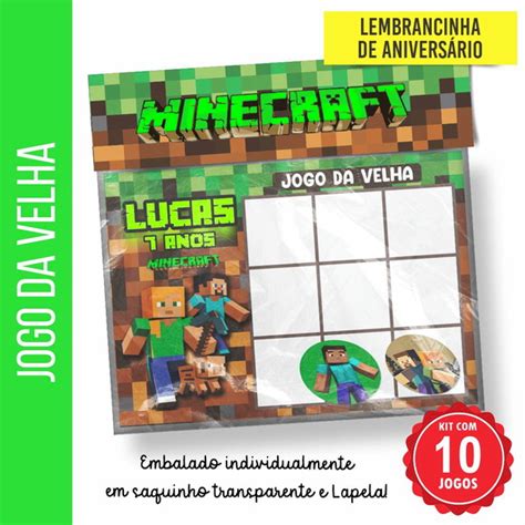 Lembrancinha Jogo Da Velha Minecraft 10 Unid Produtos Elo7