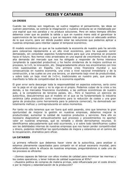 Crisis Y Catarsis Pauta La Empresa