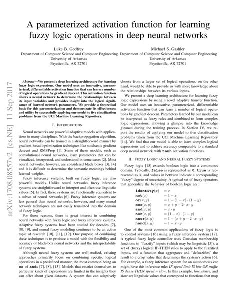 a parameterized activation function for learning fuzzy logic operations in deep neural networks